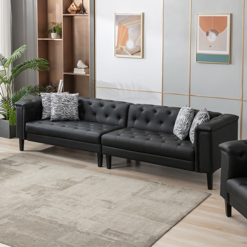 Wayfair tufted leather sofa store